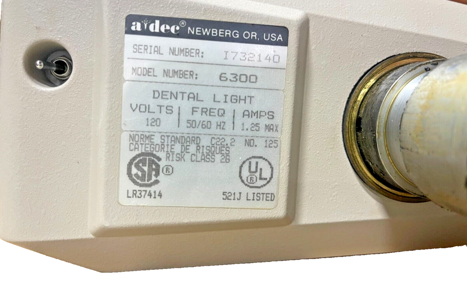 ADEC 6300 Dental Examination Post Mount Light (120, 50/60, 1.25) | eBay