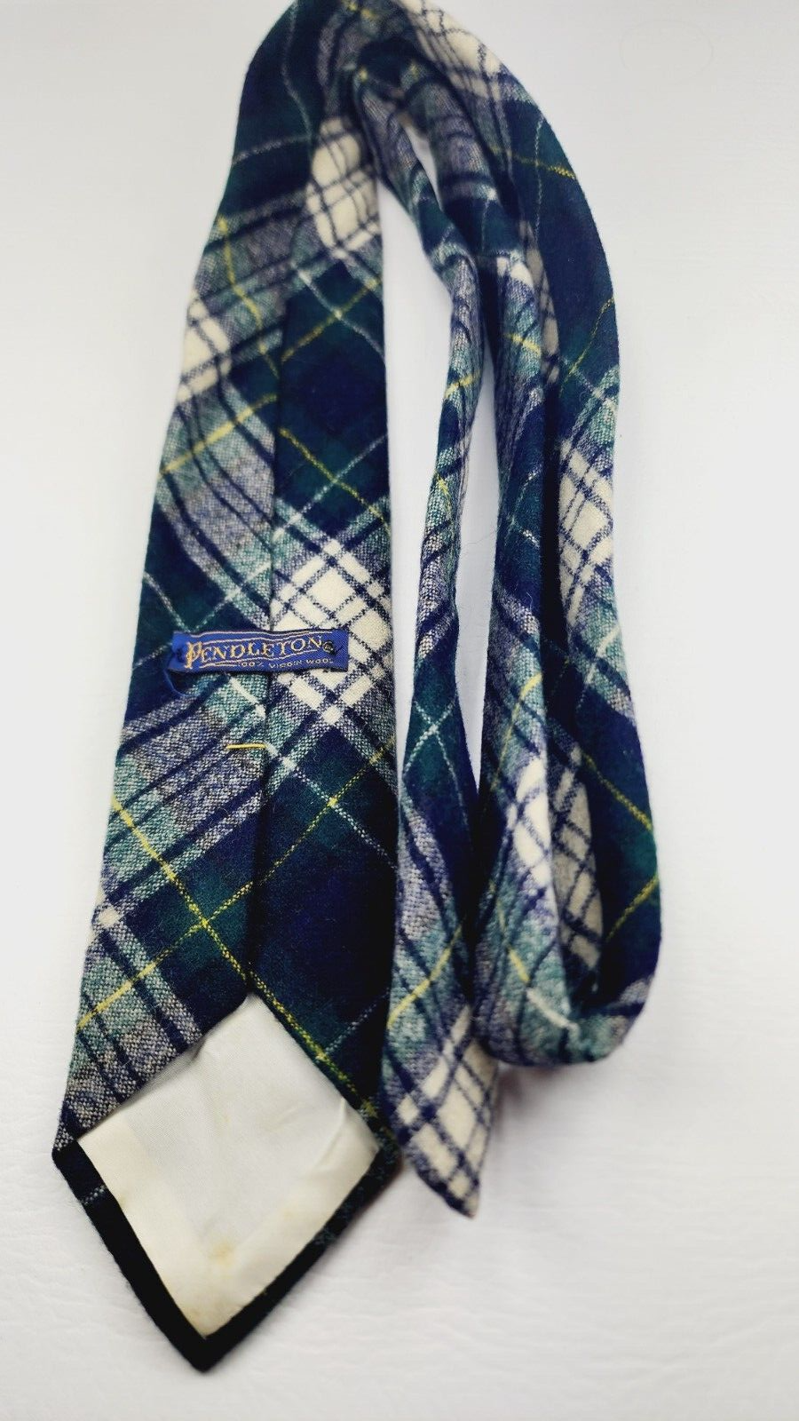 PENDLETON Plaid VINTAGE Virgin Wool Neck Tie blue Classic Business 56 ...