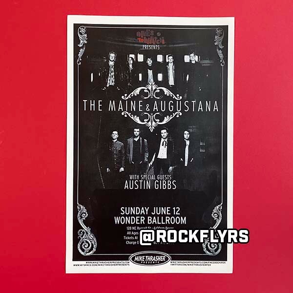 THE MAINE + AUGUSTANA 2011 Concert Promo 11x17 Street Poster. Portland ...