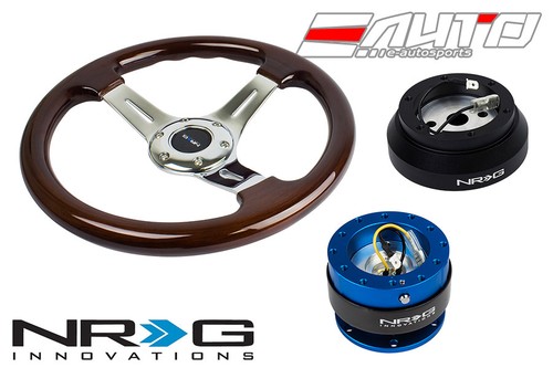 NRG 330mm Brown Wood CH Spoke Steering Wheel 1.5" Deep 140H Hub 2.0 ...