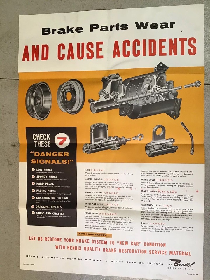 ADVERTISING BENDIX PRODUCTS Brake Restoration Car Auto Parts POSTER ...