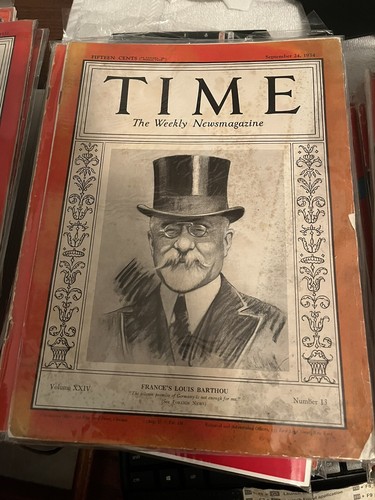 Time Magazine France's Louis Barthou Sept. 24, 1934 | eBay