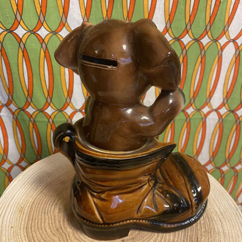 Retro pop piggy bank Boots Dog Beagle Vintage Showa Pottery C limited ...
