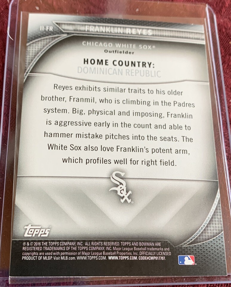 Franklin Reyes 2016 Bowman International Ink RC # II-FR, Chicago White ...