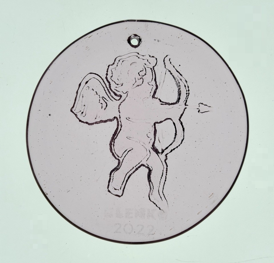 Blenko Handmade Glass Cupid Suncatcher Ornament in Pink Ice Signed | eBay