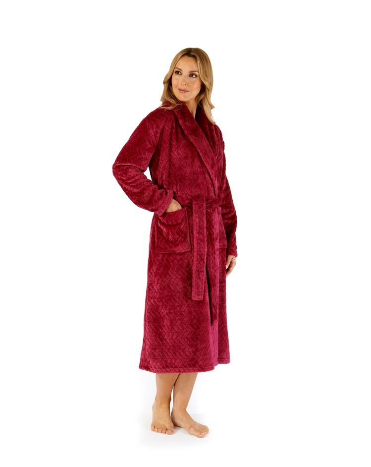 Slenderella Chevron Patterned Dressing Gown - Raspberry S | eBay UK