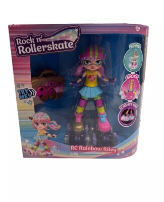 Rock N Rollerskate RC Rainbow Riley 11" Doll Spins, Splits & Lights Up ...