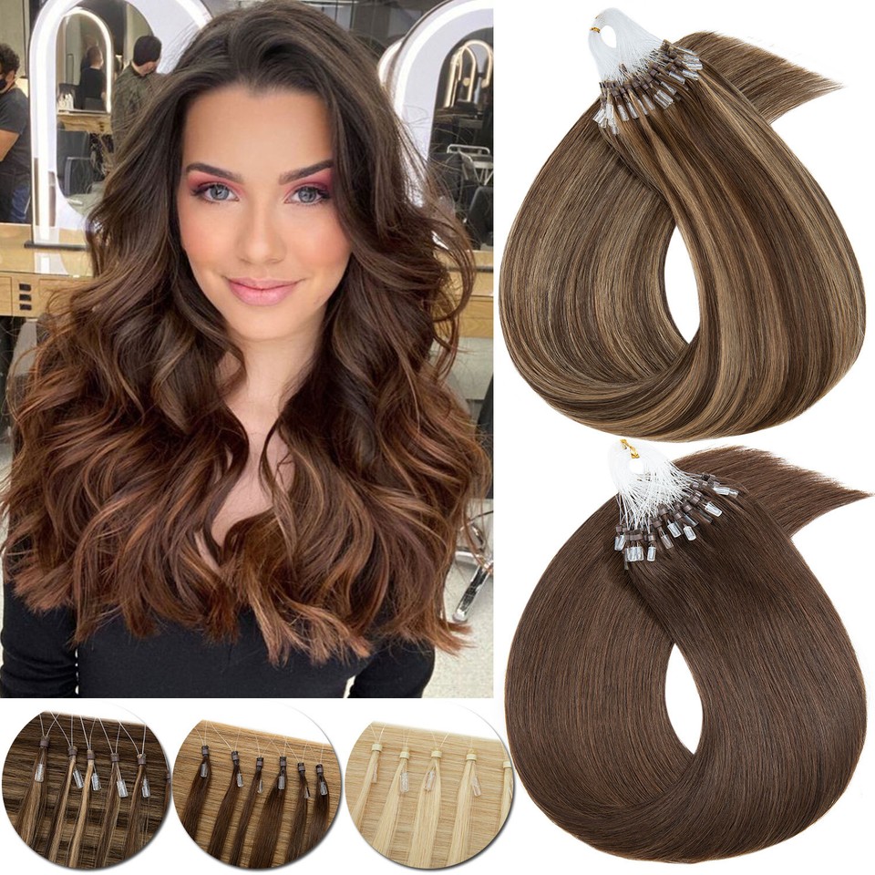 HOT Loop Micro Ring Link Hair Extensions Russian Real Human Hair Micro ...