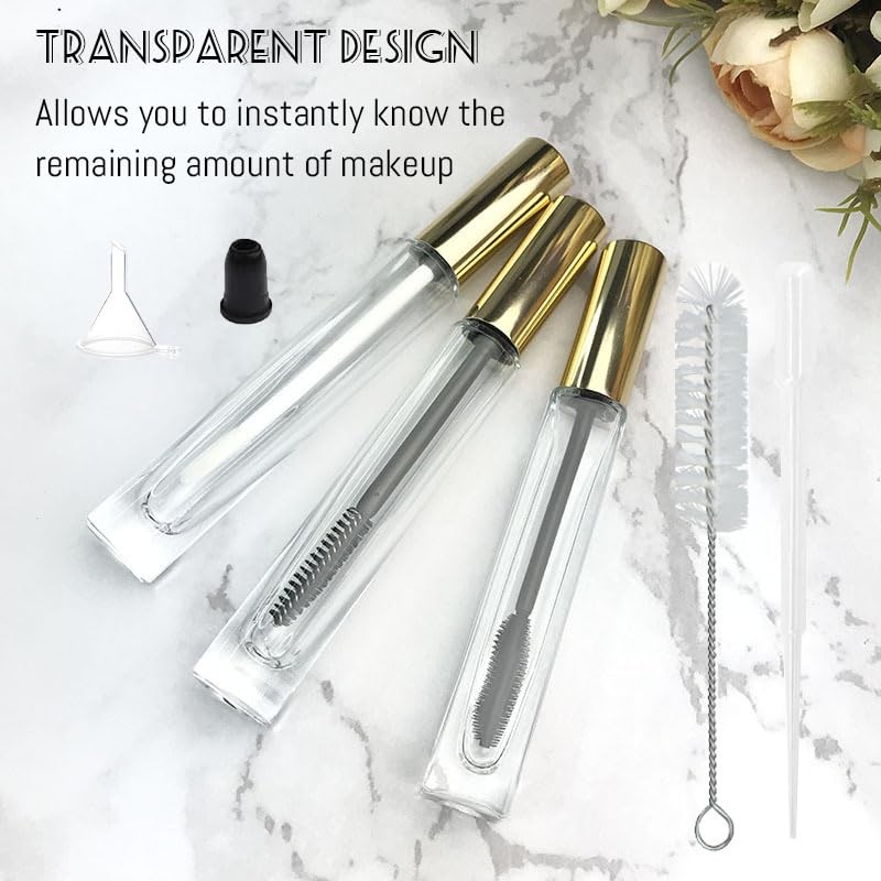 Empty Mascara Tube and Wand Glass Lip Gloss Tube set with Funnels 0.3 ...