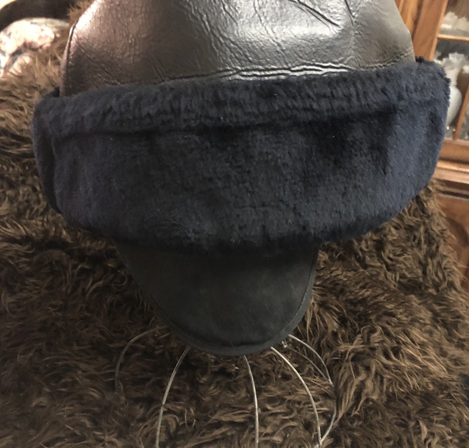 1960s Navy Blue Leather and Faux Fur Ladies Cossack Hat | eBay