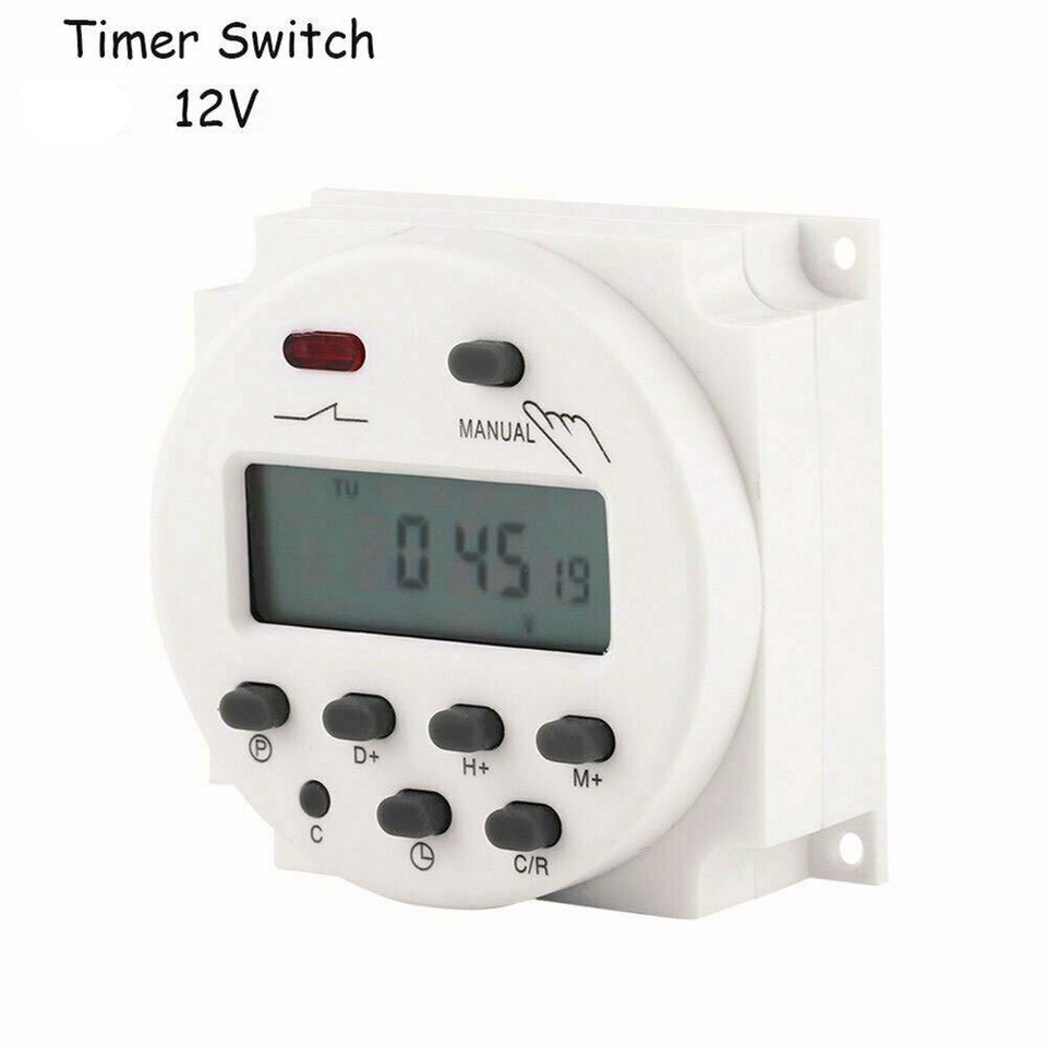 DC 12V 16A LCD Digital Timer Switch Electronic Power Programmable Time ...