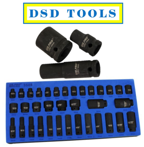 US PRO 35pc 1/2" Dr 6 Point Deep & Shallow Impact Sockets Set In EVA ...