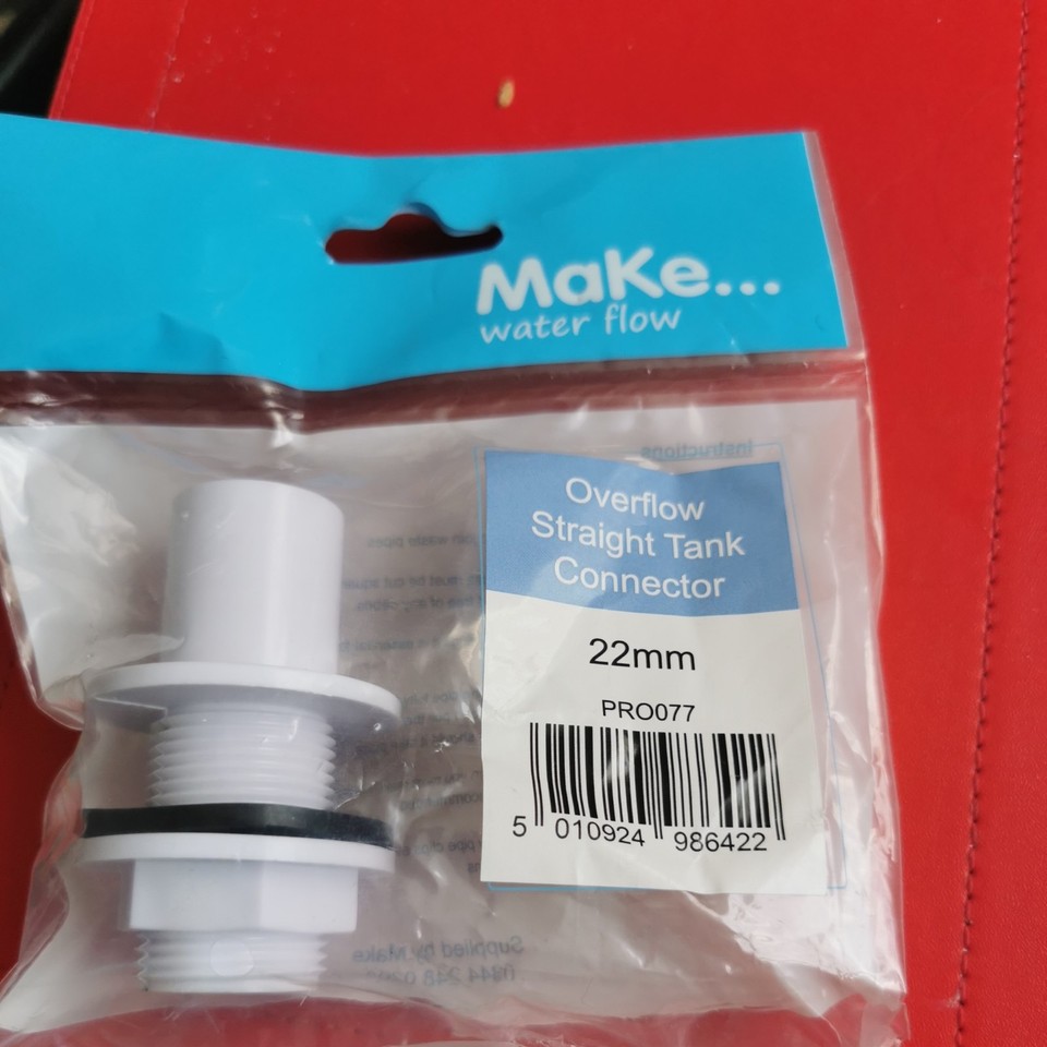 MaKe water flow - Overflow Straight Tank Connector 22mm PRO077 | eBay UK