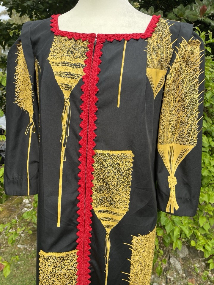 Vintage Nake’u Awai x Bete Inc Collection Robe/ Dress/ Gown Sz 12 Black ...