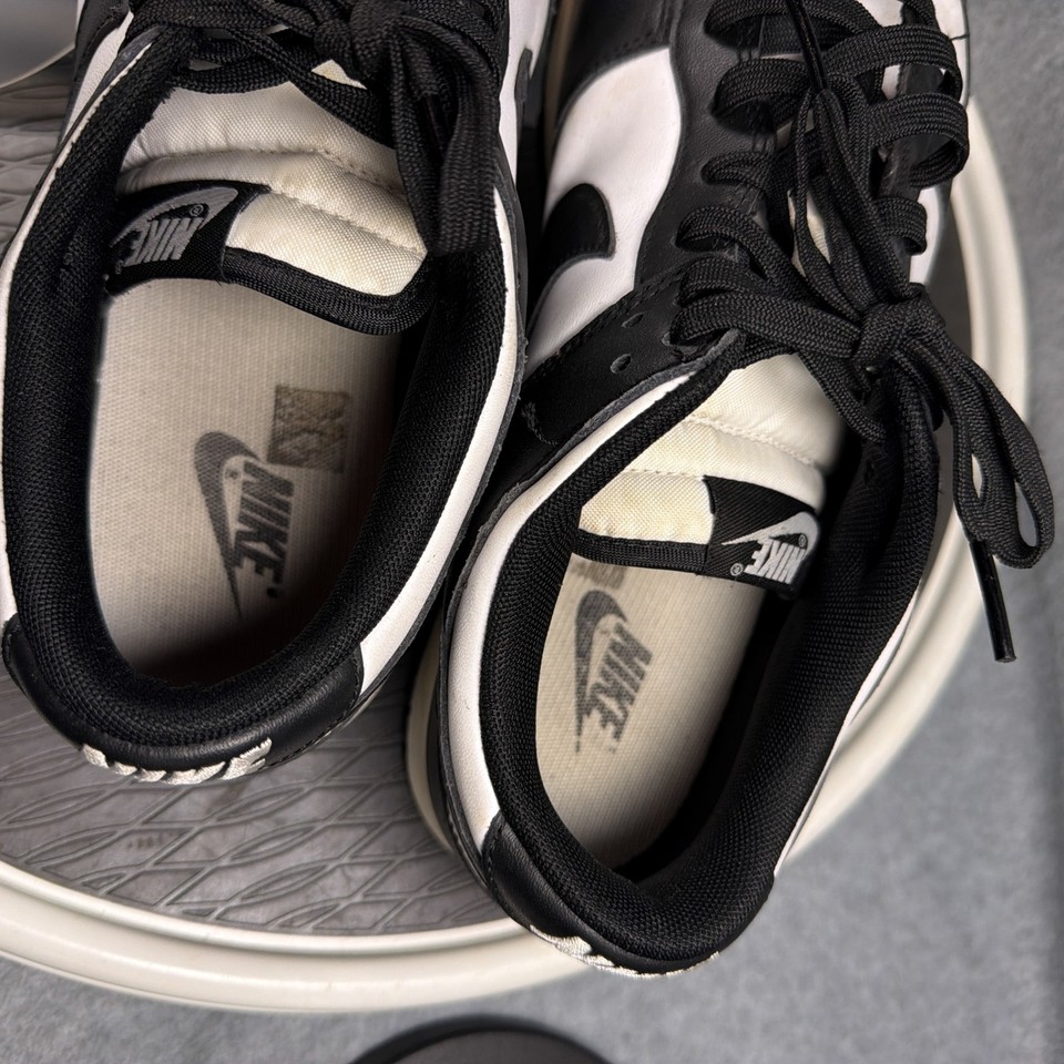 Nike Dunk Low Panda Mens 10.5 Black White Leather Low Top Sneakers ...