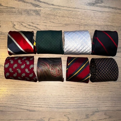 Mens Designer Silk Tie Collection 8 Piece Lot Various Patterns Colors ...