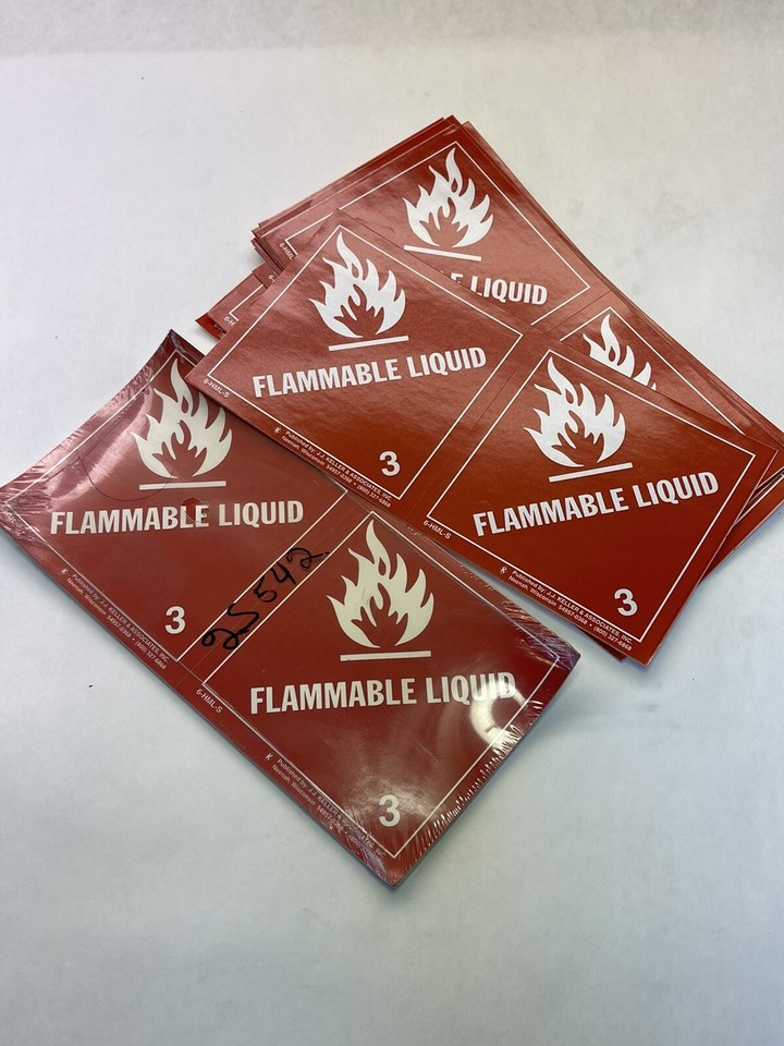 4” x 4" "Flammable 3" Labels, Red 30/package (DEC23) | eBay