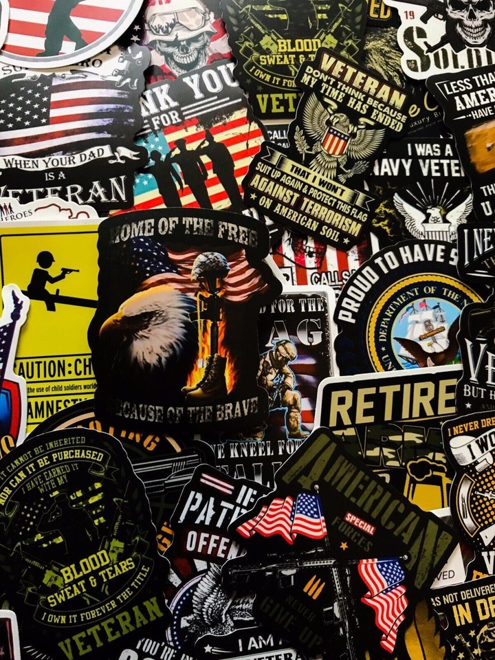 50pc U.S. Military Navy Air Force Army Services Decal Patriotic Veteran ...