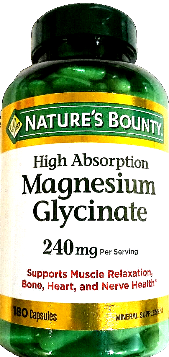 Nature's Bounty Magnesium Glycinate 240 mg Muscle Relaxation 180 Ct EXP ...