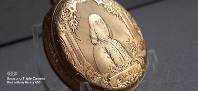 ANTIQUE MJ TOBIAS RARE LATE 1800'S BEN FRANKLIN 18K GOLD KW/KS POCKET ...