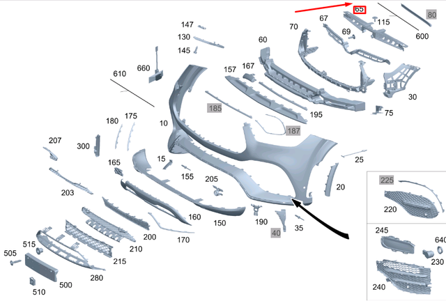 MERCEDES-BENZ GLE V167 FRONT BUMPER BRACKET GENUINE P/N A1678856203 REF ...