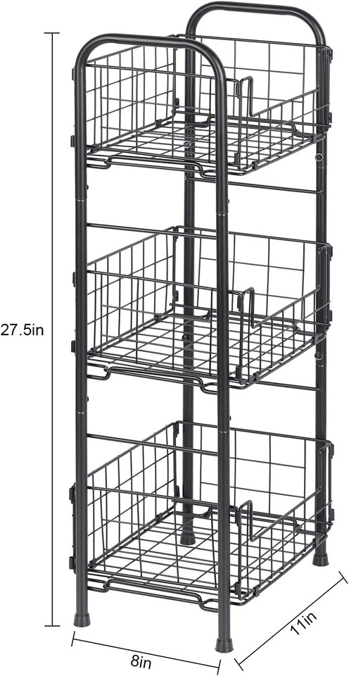 3-Tier Shelving Steel Storage Rack Unit Shelves for Laundry Bathroom ...