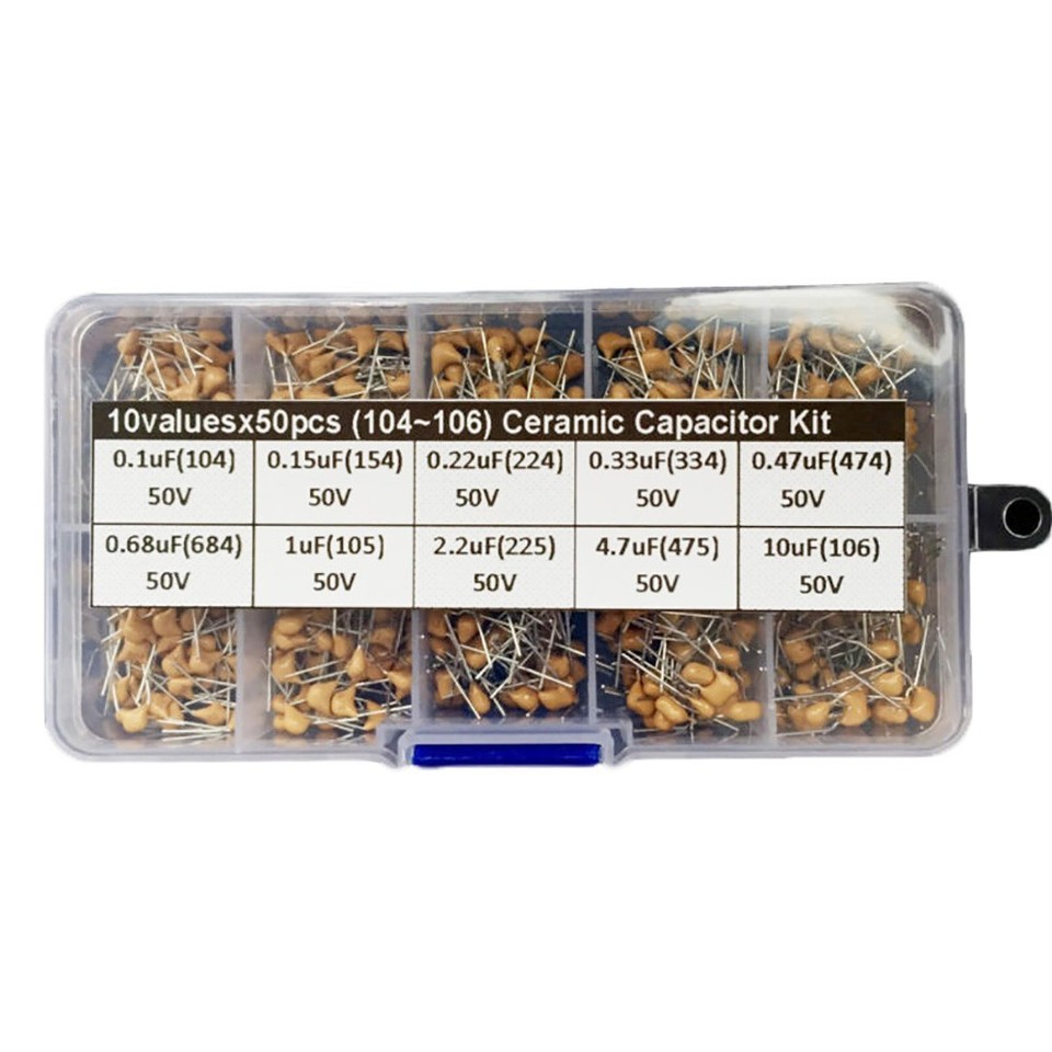 Supplies Capacitor Ceramic Kit 0.1uF~10uF 10 Values 104-106 Accessories ...