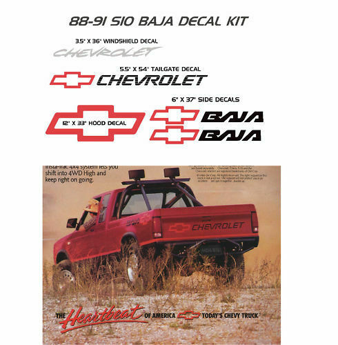 CHEVROLET S-10 S10 BAJA DECALS STICKER DECAL 4X4 CHEVY PICKUP CHEV ...