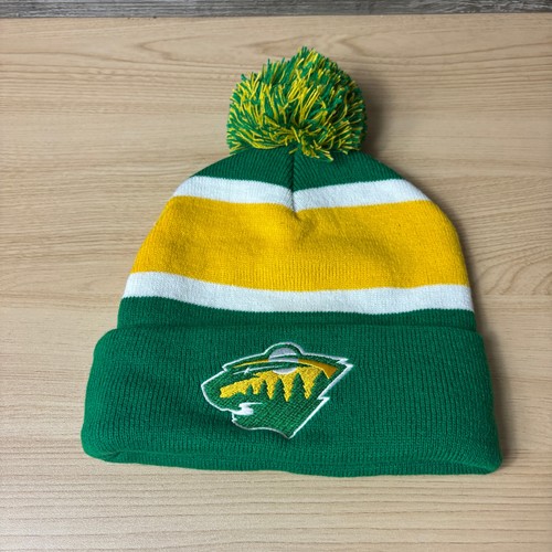 Minnesota Wild Beanie Hat Men Green Yellow Knit NHL Hockey North Stars ...