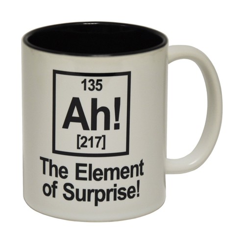 funny mugs Ah The Element Of Surprise Design Coffee Mug Geek Novelty ...