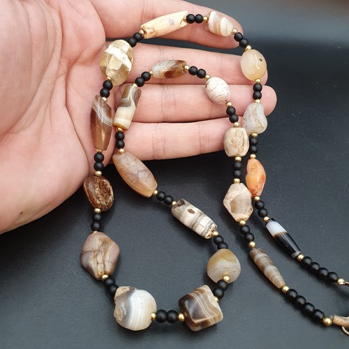 Ancient Agate Beads middle eastern Eye Suleimani Himalaya Necklace | eBay