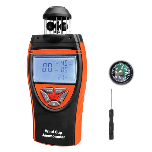 Anemometer Wind Speed Meter 42M/S Digital Sensor Cup LCD Hand-held ...