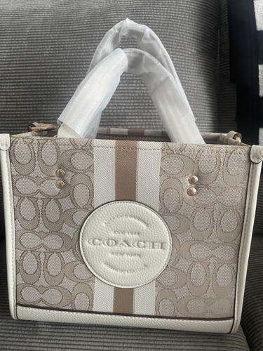 Coach Dempsey Tote 2Way C7083 Signature Jacquard Light Khaki Outlet ...