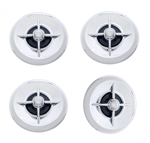 (Set/4) Chrome 14" Lancer Style Hubcaps Wheel Covers Crossbar Hot Rod ...