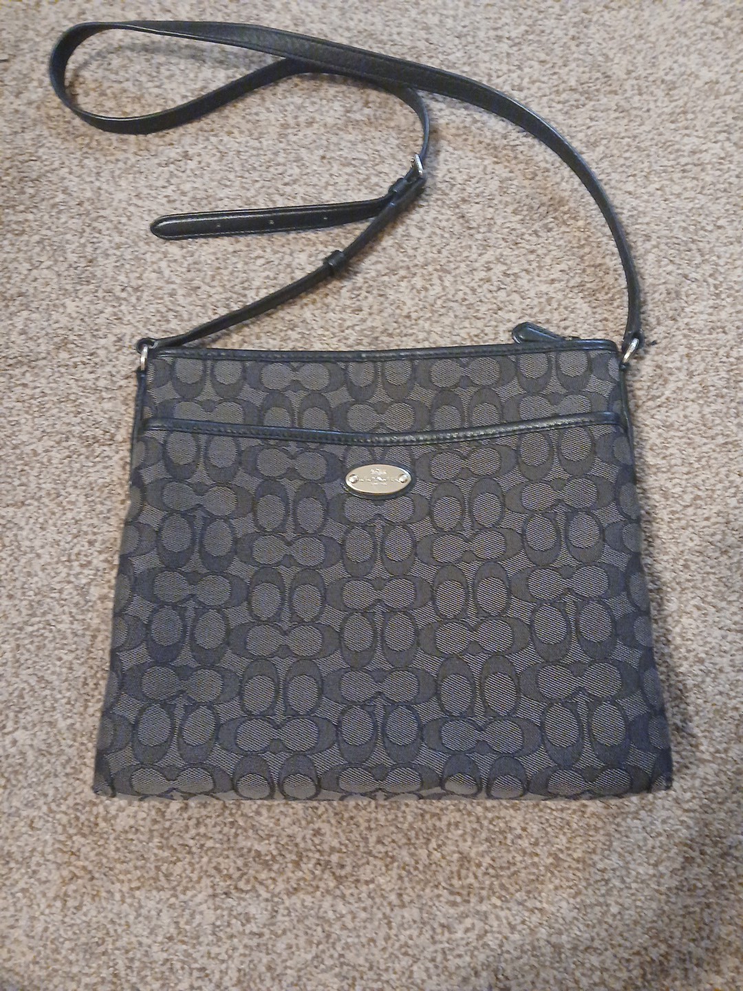 Coach Signature File Black Monogram Classic Crossbody… - Gem