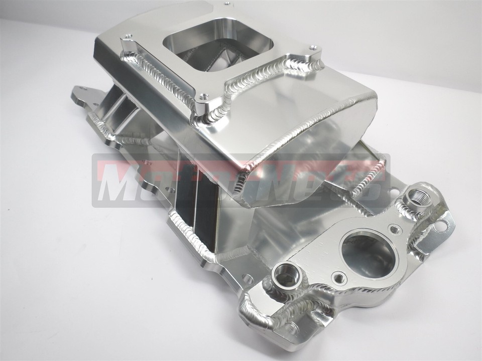 SBC Fabricated Aluminum Intake Manifold Tunnel Ram 4Barrel Small Block ...