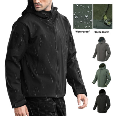 Mens Waterproof Tactical Jacket Army Military Jacket Windbreaker Soft ...