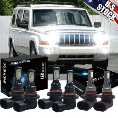 For Jeep Commander 2006-2010 - 6x 6000K White LED Headlight + Fog Light ...