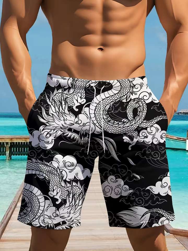 Vintage Dragon 3D Print Shorts - Hawaiian Shorts | eBay