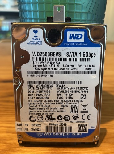 Western Digital WD2500BEVS-08VAT2 250GB Sata Hard Drive DCM: HANTJBBB ...