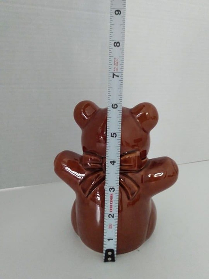 VINTAGE~CERAMIC "BABY" TEDDY BEAR COIN BANK with STOPPER~BY ARAMIS ...