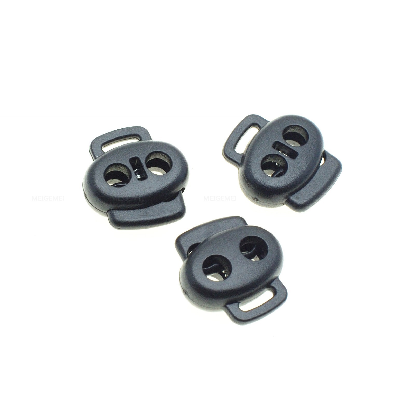 ️ 2 Holes Webbing Hole Cord Lock Stopper Plastic Toggle Clip Black 🔥 купить