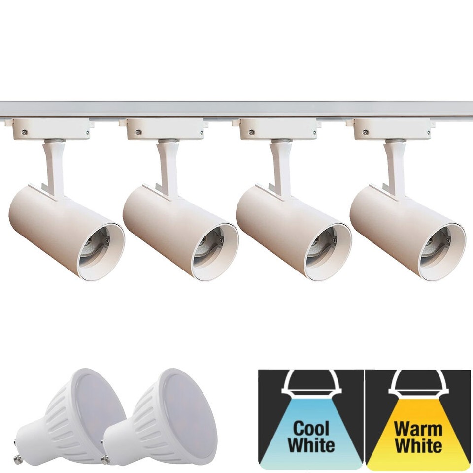 2M 2 Metre GU10 Track Rail 4 Spotlight Downlight Display Lighting LED ...