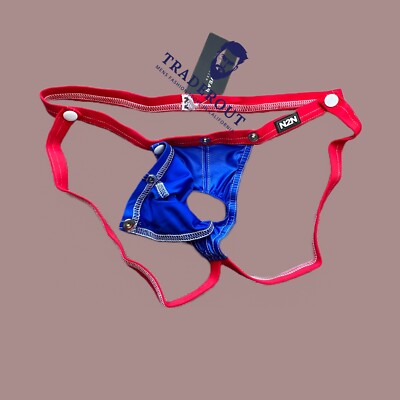 N2N Bodywear Men Blue Red Titan swim gym jock jockstrap underwear size ...