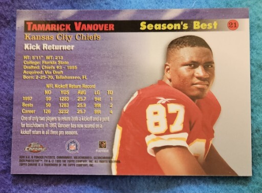 CHIEFS 1998 Topps Chrome - Season's Best #21 Tamarick Vanover | eBay