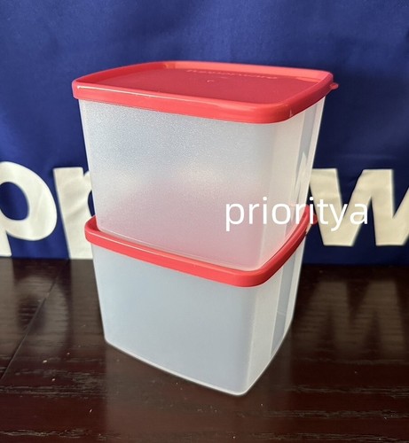 Tupperware Freezer It Square Rounds 800ml Container Set of 2 Coral Red ...
