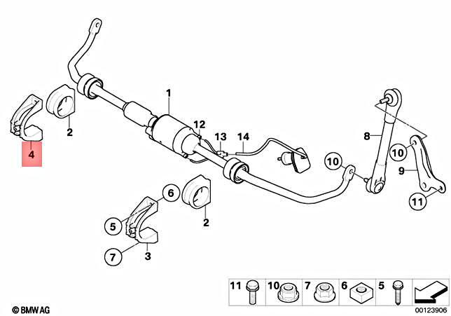 Genuine BMW Support Bracket for Sway Bar Bushing Stabilizer OEM ...