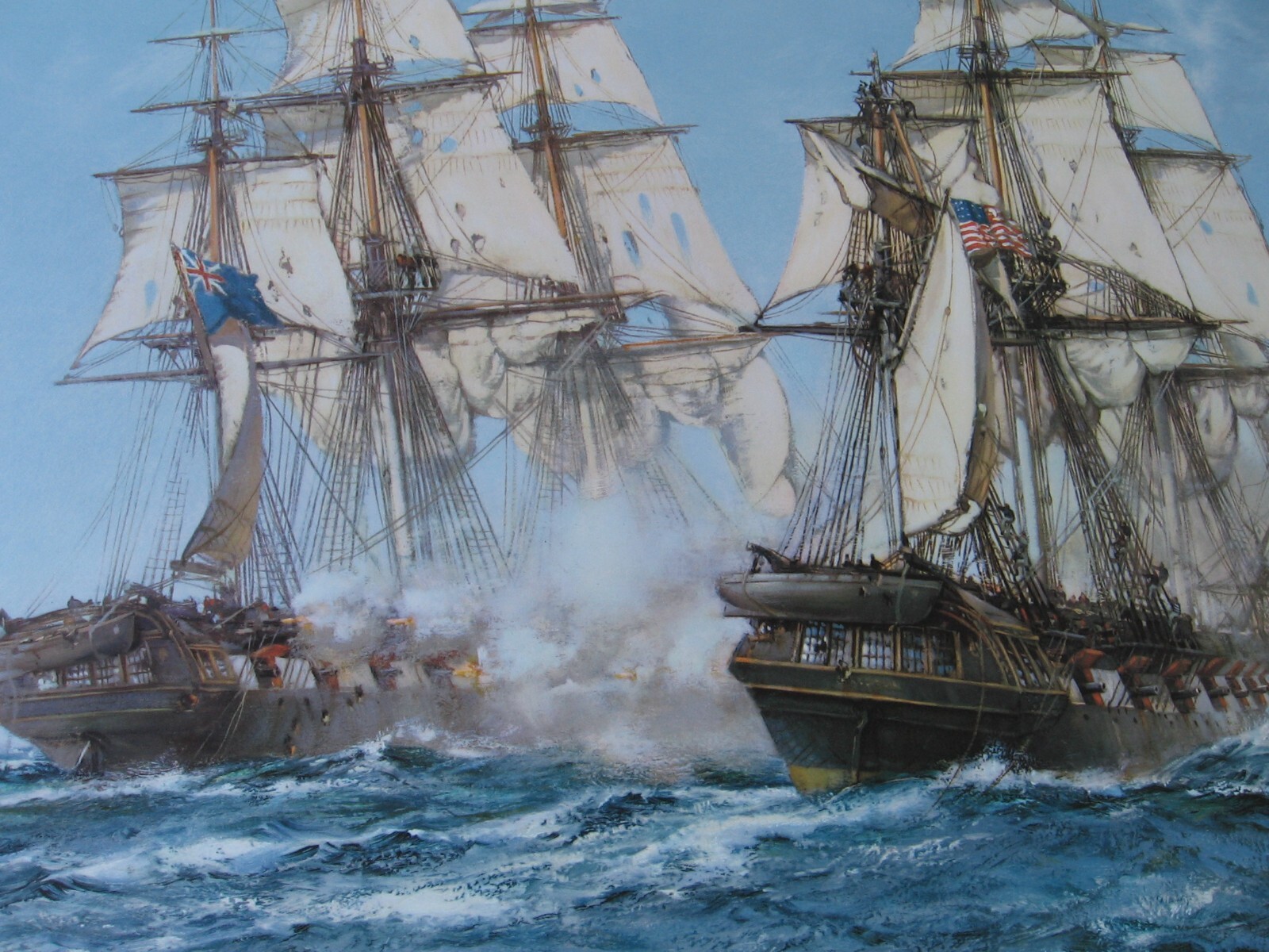 1966 Montague Dawson Lithograph-Constitution vs Java, 1974 Dee Crowley ...