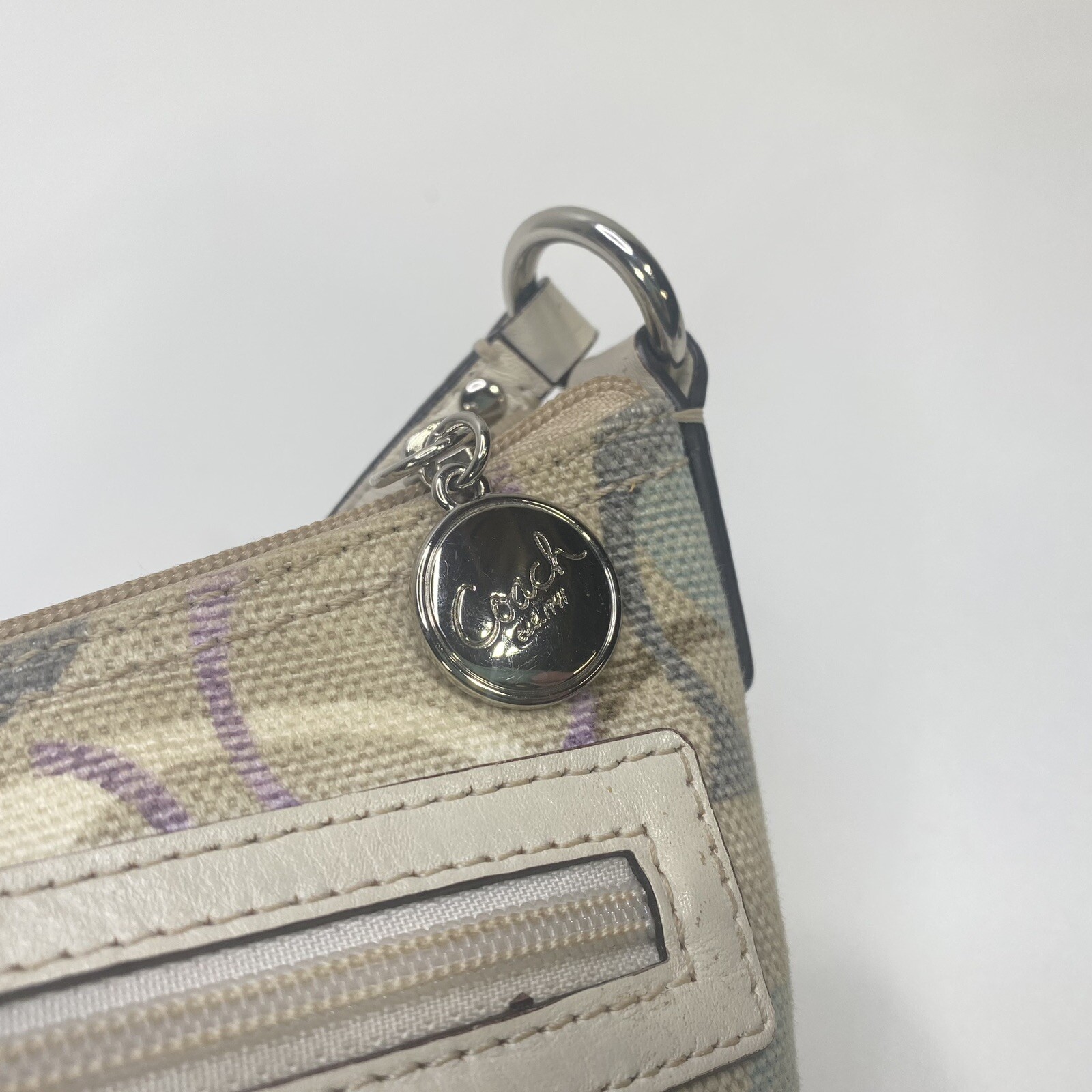 COACH Soho Ivory/Purple/Blue Signature Canvas Pleated… - Gem