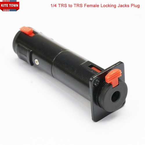 1x 1/4 TRS to TRS Female Black Solderless Locking Jack Plug for D Panel ...